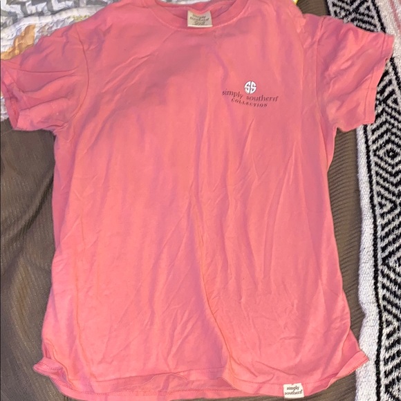 Simply Southern | Tops | Simply Southern Coral Tee With Logo | Poshmark